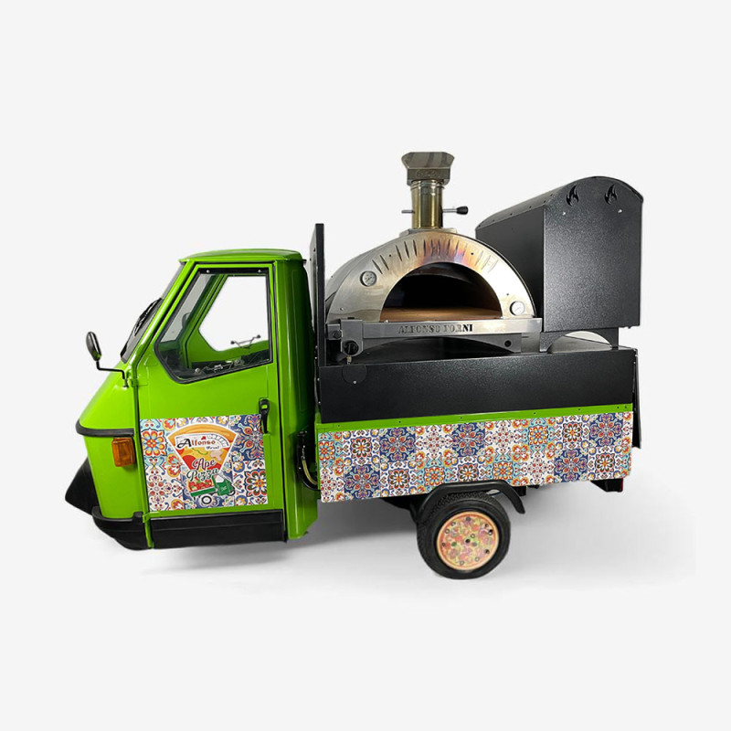 Ape Pizza Verde Kawasaki Alfonso Forni | Professionelle mobile Pizzeria